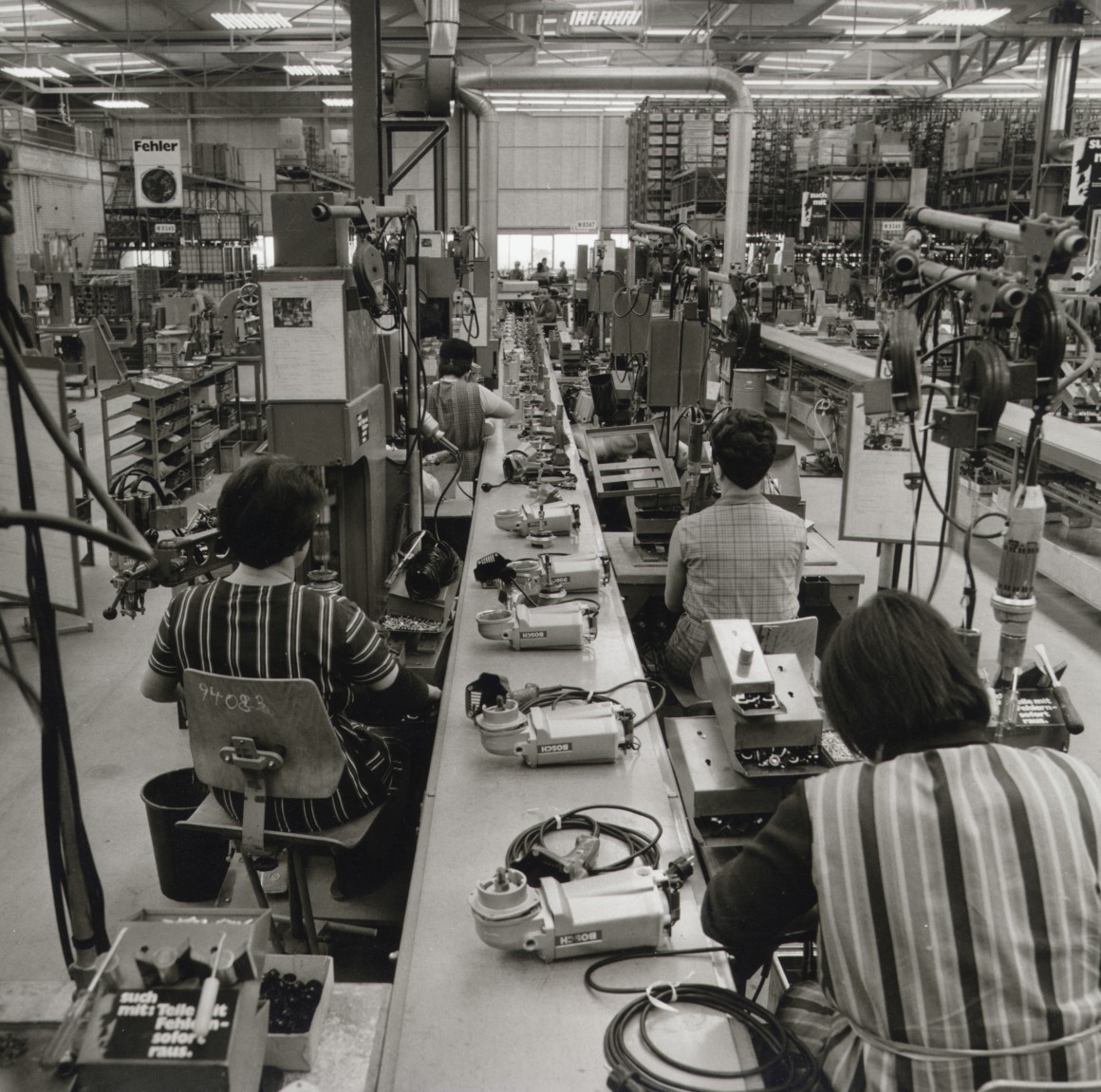 Assembly line production of Bosch power tools in Leinfelden, 1969 ...